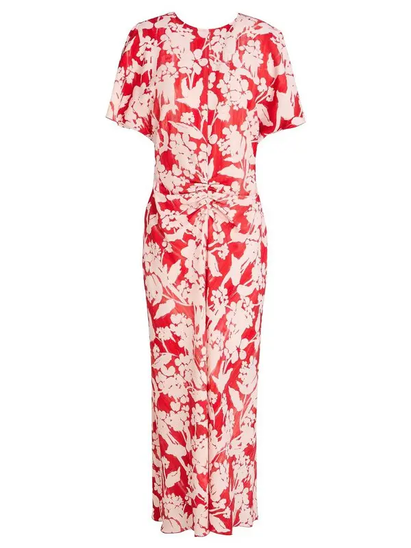 Victoria Beckham Floral-print Cady Midi Dress - Red
