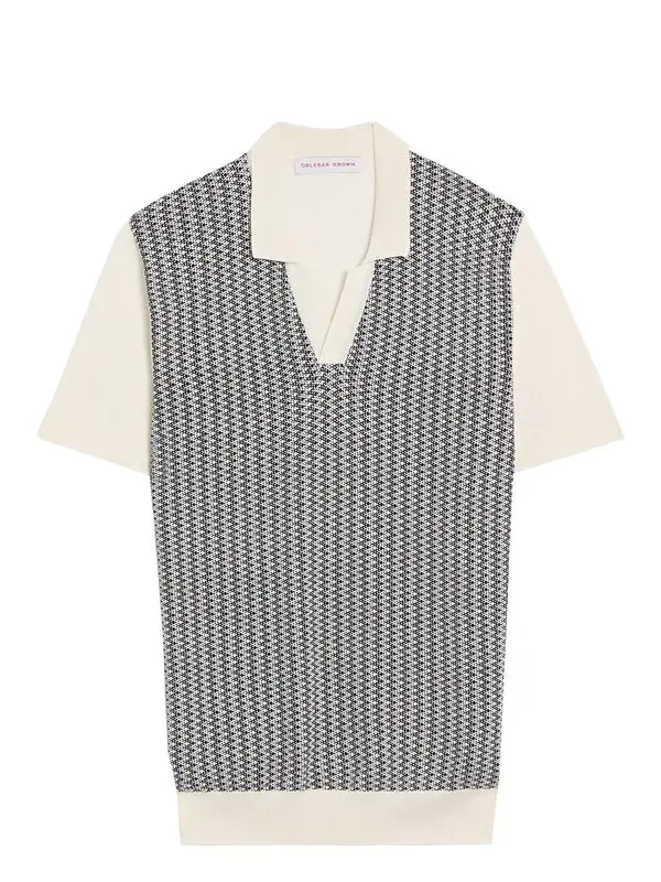 Orlebar Brown Horton Jacquardknit Silk And Cottonblend Polo Shirt - Navy