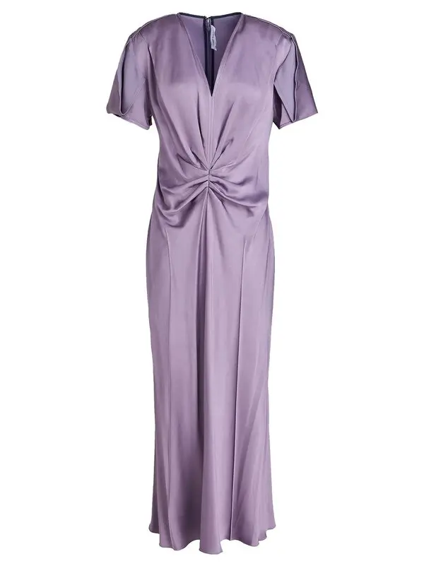 Victoria Beckham Ruched Satin-crepe Midi Dress - Lilac