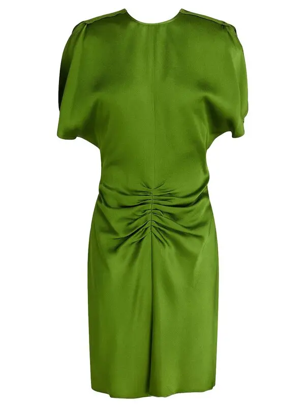 Victoria Beckham Gathered Satin-crepe Mini Dress - Leaf Green
