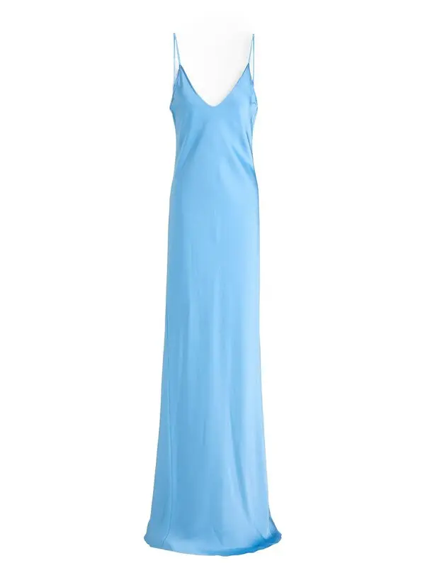 Victoria Beckham Open-back Satin-crepe Maxi Slip Dress - Light Blue