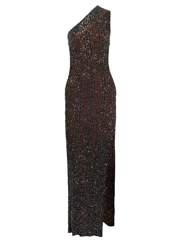 Missoni One-shoulder Ribbed-knit Maxi Dress - Black