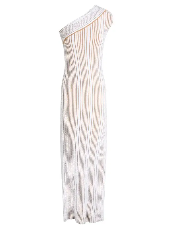 Missoni One-shoulder Ribbed-knit Maxi Dress - Off-white