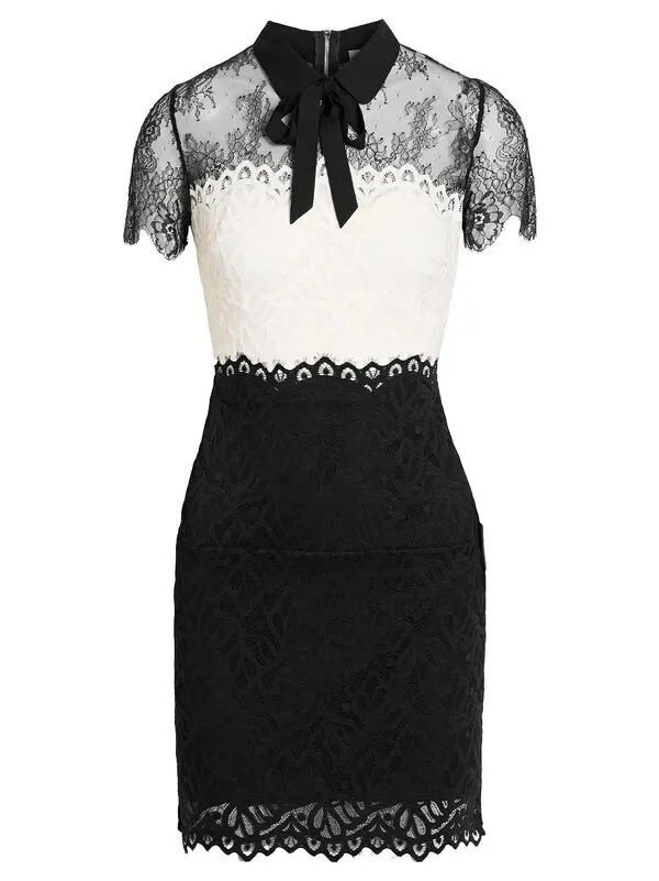 Sandro Corded Lace Mini Dress - Black