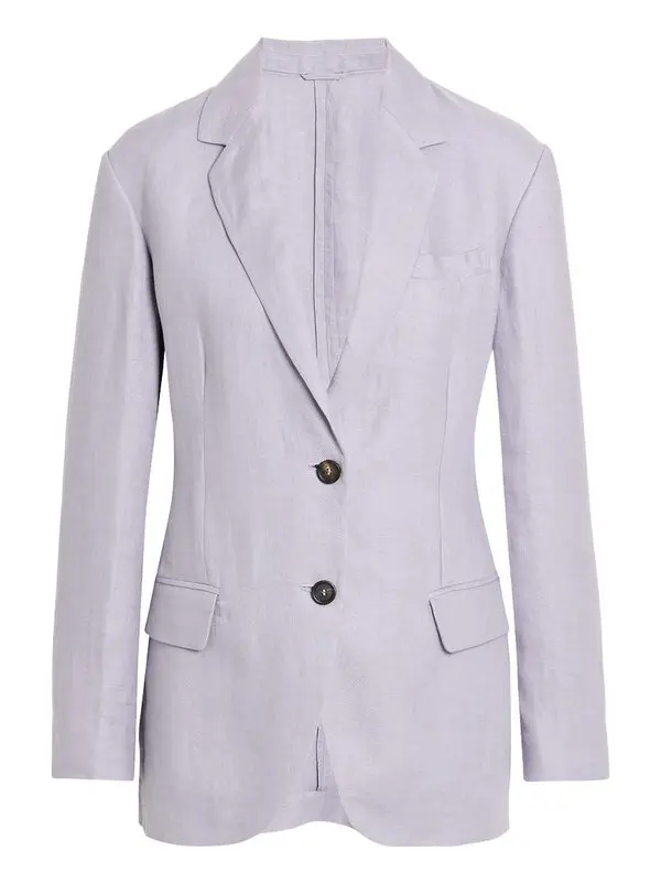 Brunello Cucinelli Hemp And Linen-blend Twill Blazer - Lilac