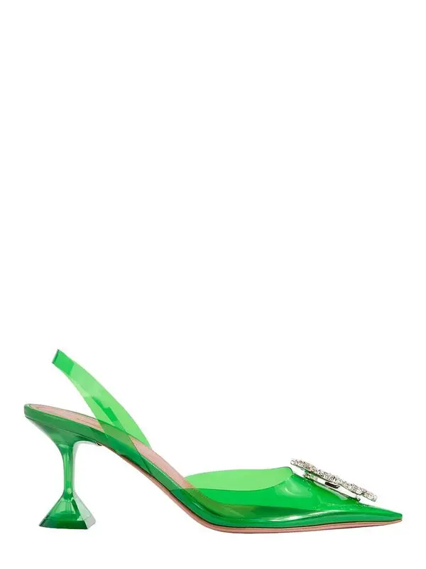 Amina Muaddi Begum Crystal-embellished Slingback Pumps - Bright Green