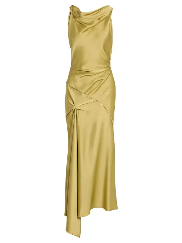 Victoria Beckham Draped Satin-crepe Maxi Dress - Sage Green