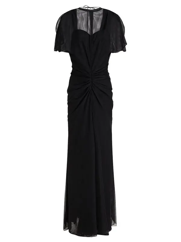 Victoria Beckham Ruched Cutout Stretch-tulle Gown - Black