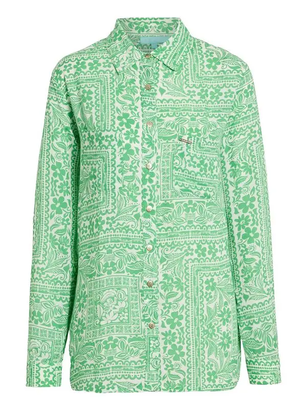 Melissa Odabash Printed Voile Shirt - Jade