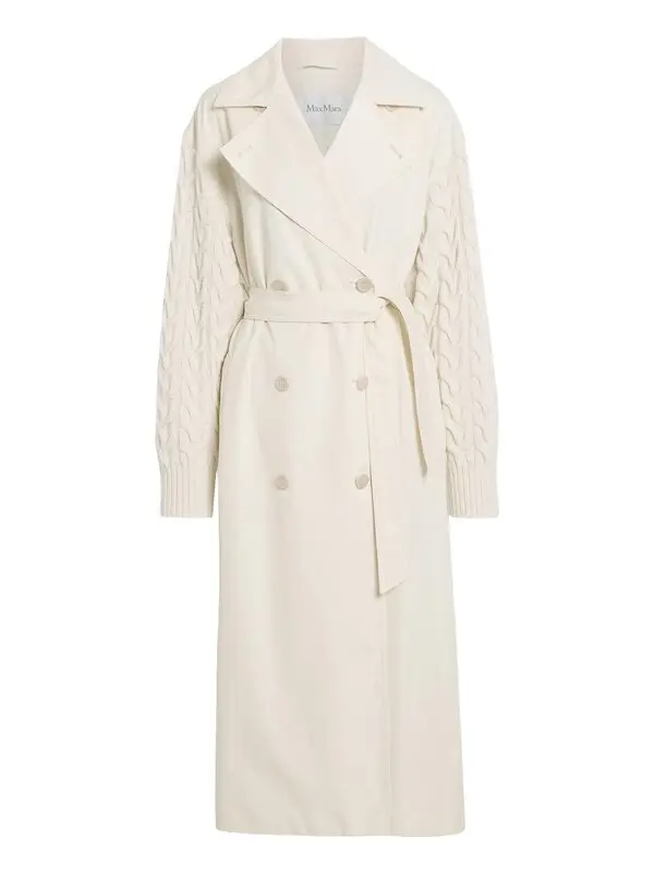 Max Mara Cicladi Cable-knit Paneled Wool-blend Twill Trench Coat - Ivory
