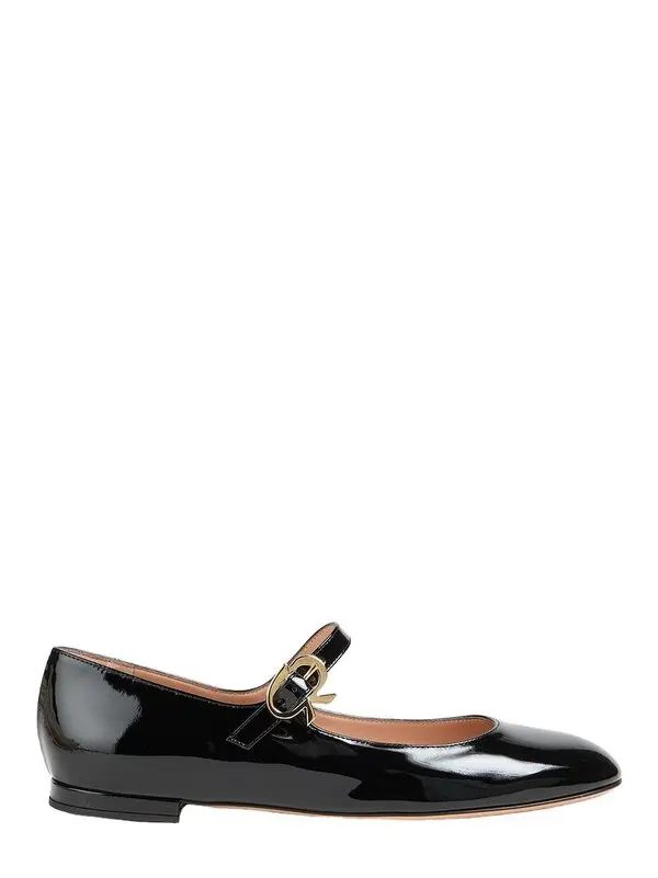 GIANVITO ROSSI Mary Ribbon Patent-leather Flats - Black