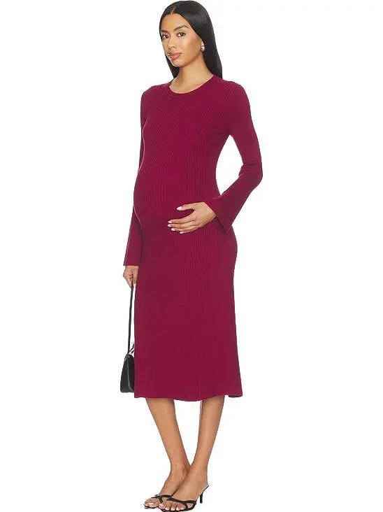 Hatch The Odette Ribbed Midi Dress - Raspberry
