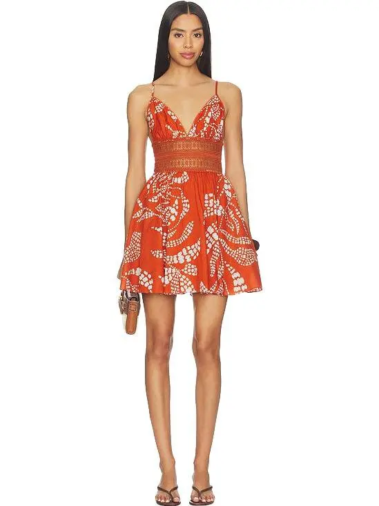 Poupette St Barth Emilie Mini Dress - Paprika Austral