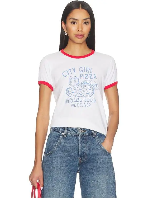 MOTHER The Lil Petite Goodie Ringer Tee - City Girl Pizza