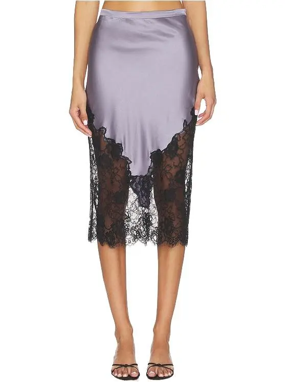 FLEUR DU MAL Juliet Lace And Silk Skirt - Lavender Smoke
