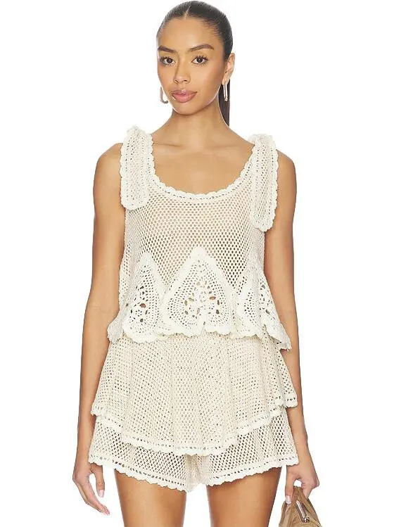 Sea Madelyn Crochet Tank - Cream
