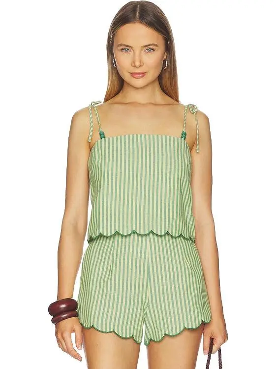 Minkpink Capri Tie Shoulder Cami - Green Stripe