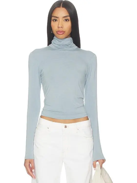 RIPLEY RADER Ribbed Turtleneck Top - Chambray