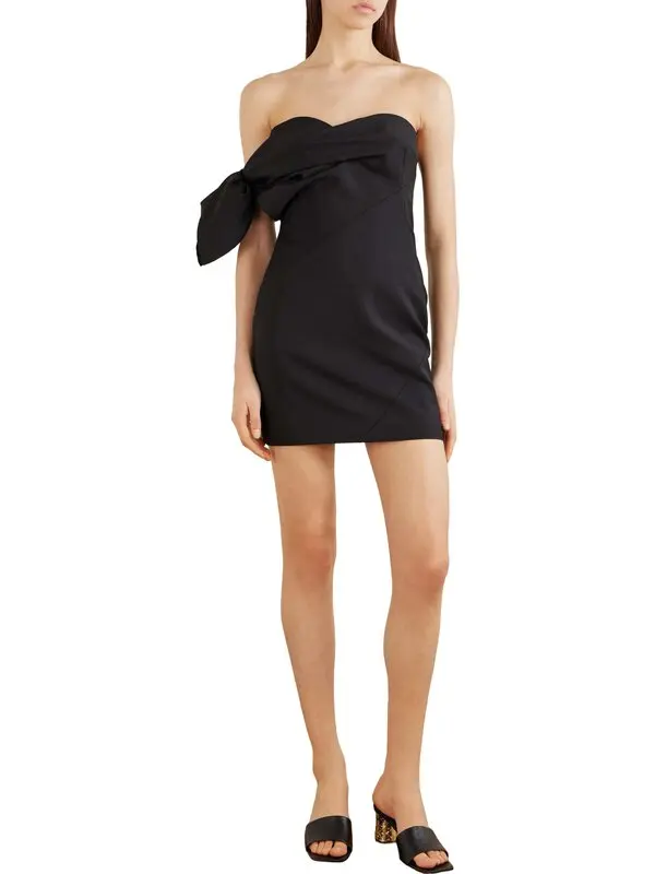 Givenchy Bow-detailed Wool And Mohair-blend Mini Dress - Black