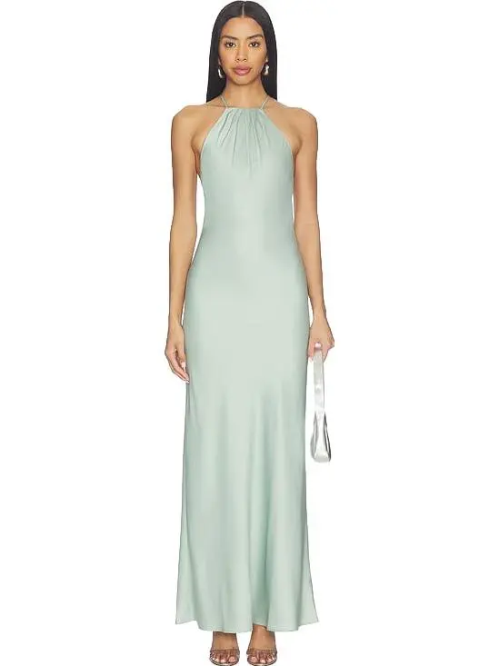 Rue Sophie Faye Satin Dress - Sage