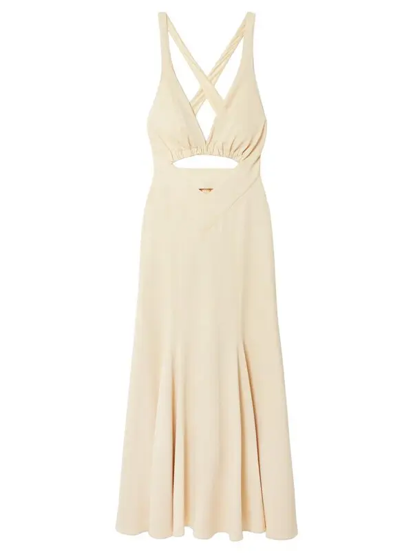 Rabanne Cutout Crepe Midi Dress - Neutrals