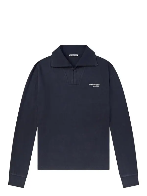 Acne Studios Logo-embroidered Cotton Half-zip Sweater - Black