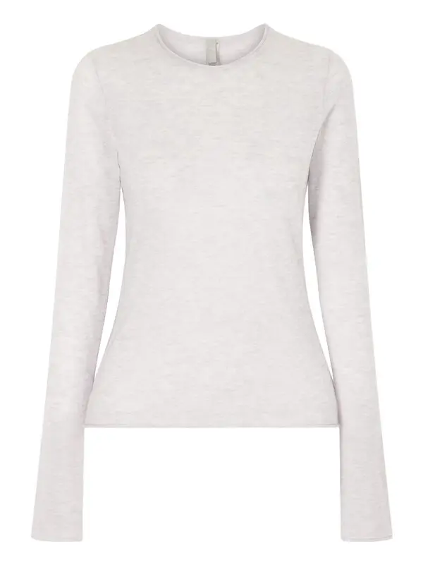 SKIMS Long Sleeve Boatneck Cashmere Top - Gray