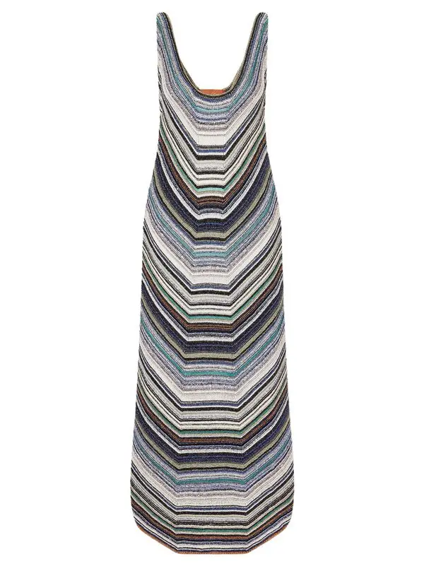 Missoni Striped Metallic Crochet-knit Midi Dress - Blue