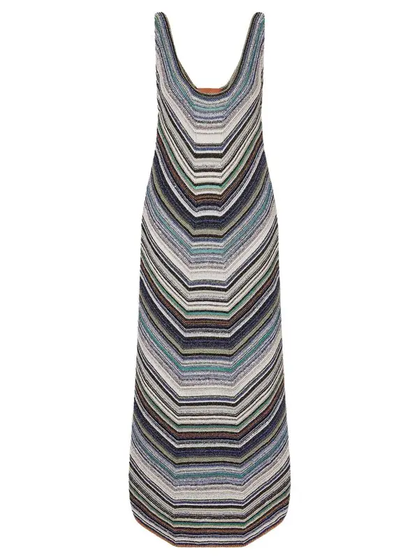 Missoni Striped Metallic Crochet-knit Midi Dress - Multi