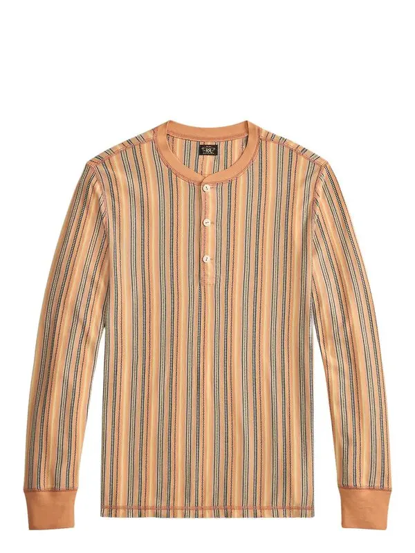 Ralph Lauren Striped Jacquard Henley Shirt - Navy Multi