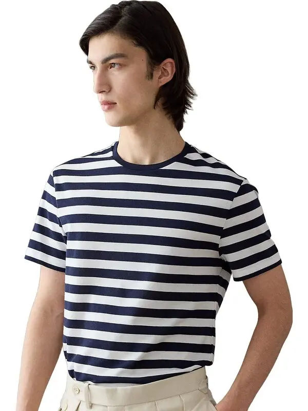 Ralph Lauren Striped Lisle-piqué Crewneck T-shirt - Chairman Navy/white