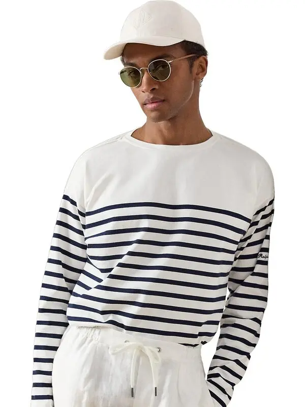 Ralph Lauren Relaxed Fit Striped Boatneck T-shirt - Chairman Navy/deckwash Wh