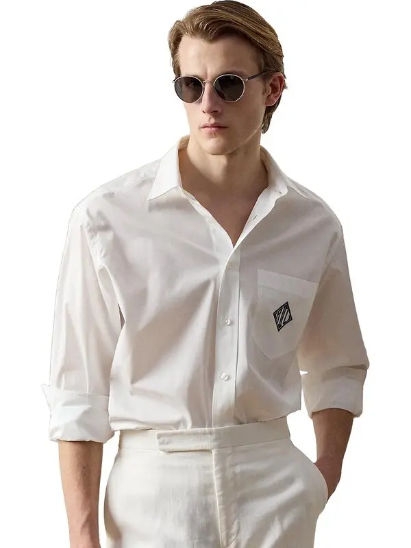 Ralph Lauren Relaxed Fit Monogram Poplin Shirt - Deckwash White