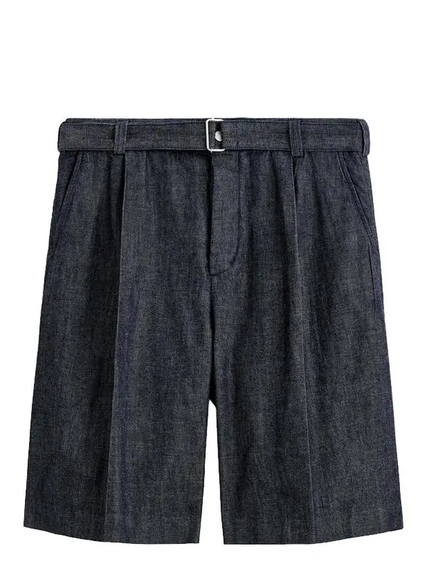 Cos Belted Wide-leg Denim Shorts - Indigo