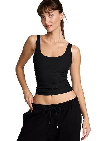 Victoria's Secret Vsx Elevate™ Rib Ruched Tank Top - Black