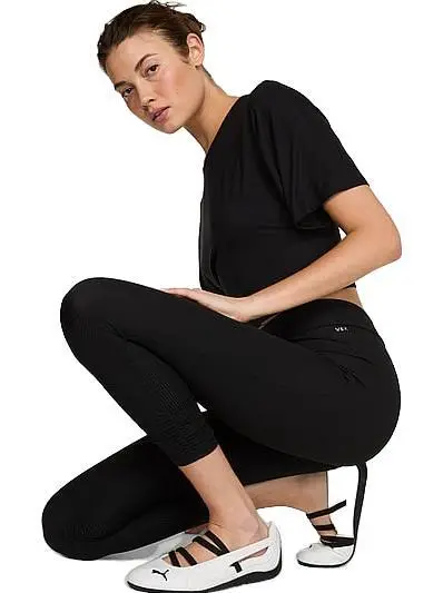 Victoria's Secret Vsx Elevate Rib Ruched V-waist Legging - Black