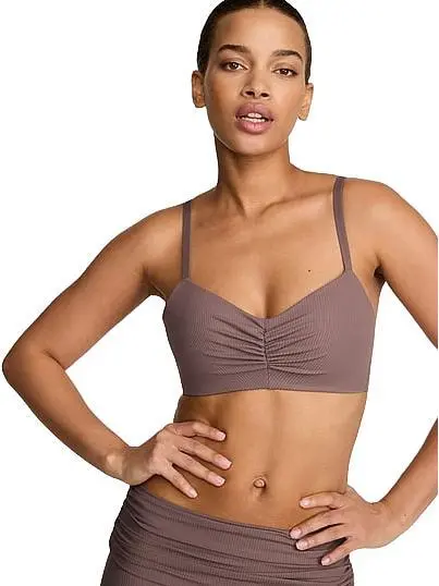 Victoria's Secret Vsx Elevateâ¢ Rib Ruched Sports Bra - Grey