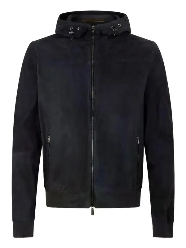 MOORER Hooded Bomber Jacket - Blue