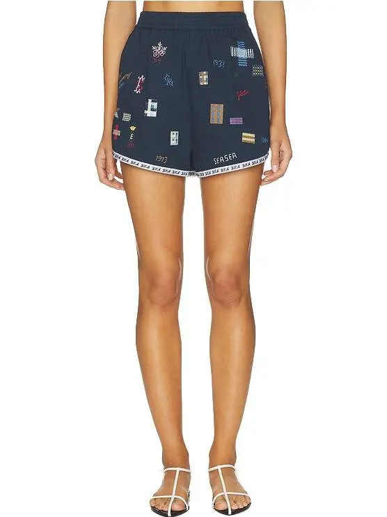 Sea Claira Embroidered Shorts - Navy