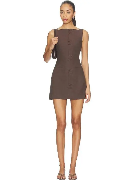 Tularosa Ginelle Linen Mini Dress - Brown