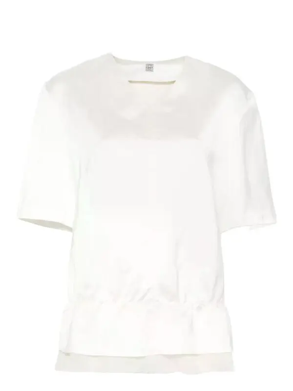 TOTEME V-neck Satin Top - Neutrals