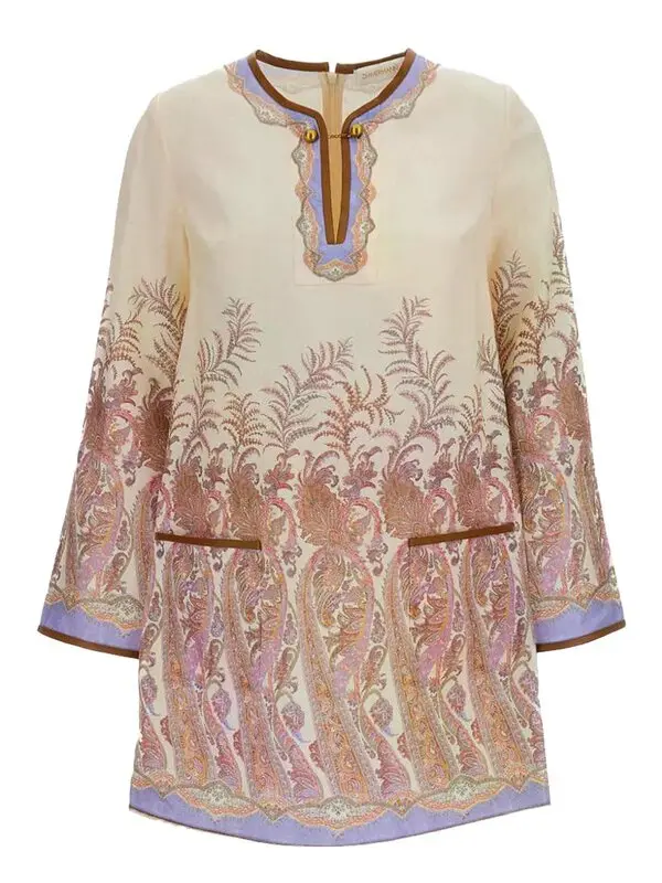 Zimmermann Alchemy Paisley-print Mini Dress - Neutrals