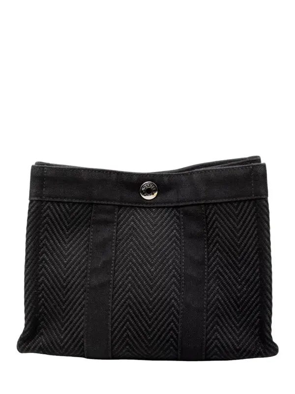 Hermès 2000-2020 Chevron Canvas Fourre Tout Pouch - Black