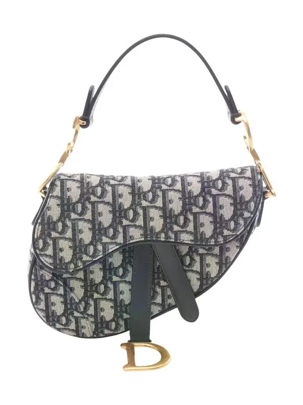Dior 2010-2026 Oblique Canvas Saddle Bag - Blue