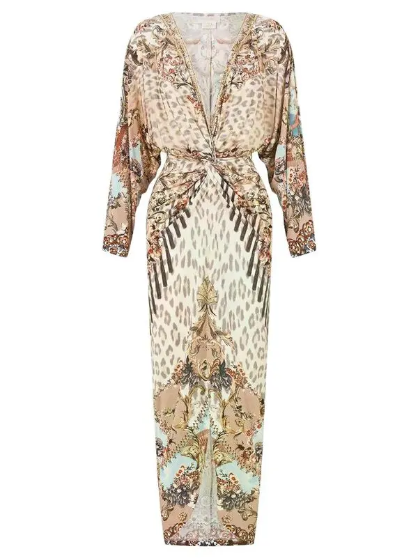 Camilla Aranjuez Animalia Split Front Twist Dress - Neutrals