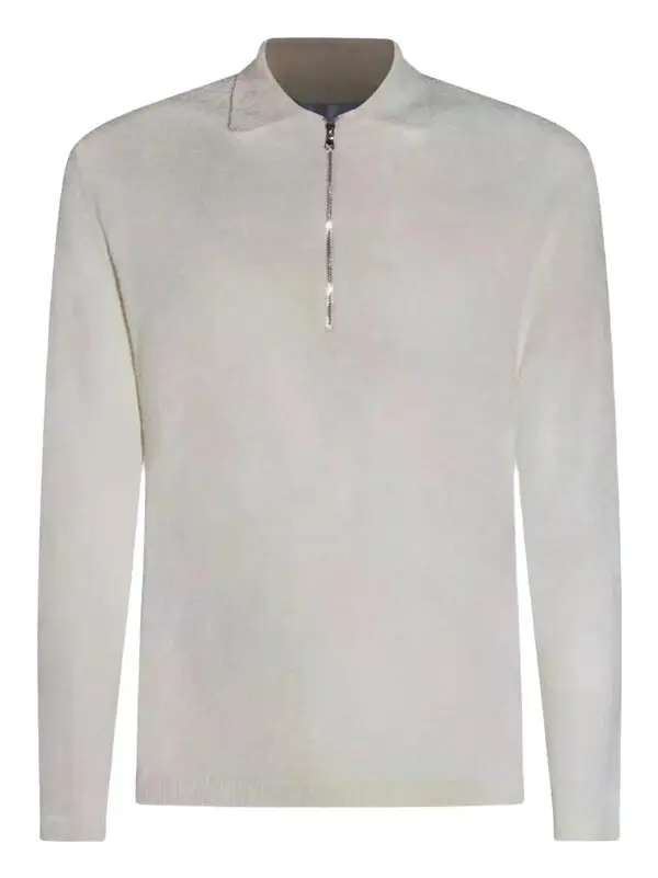 SEVEN GAUGE Textured Knit Zip Polo Shirt - Neutrals