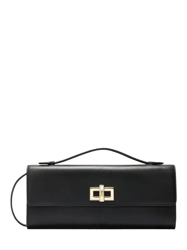 Furla Clara Leather Clutch Bag With Gold Tone Hardware - Black