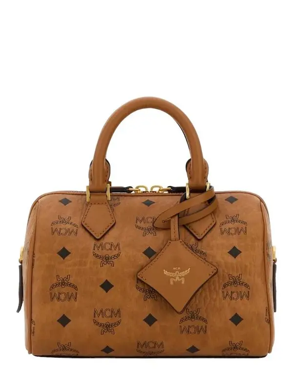 Mcm Ella Vi Small Boston Bag - Cognac