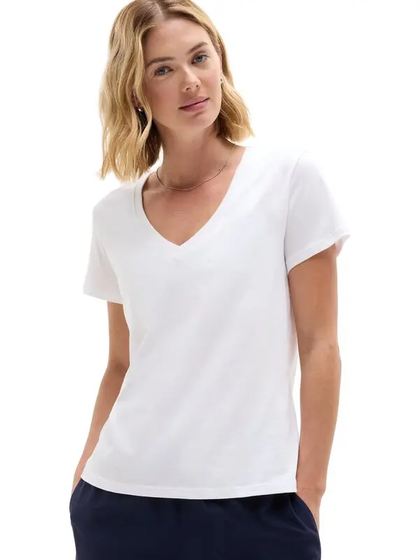 Athleta Cotton V-neck T-shirt - Bright White
