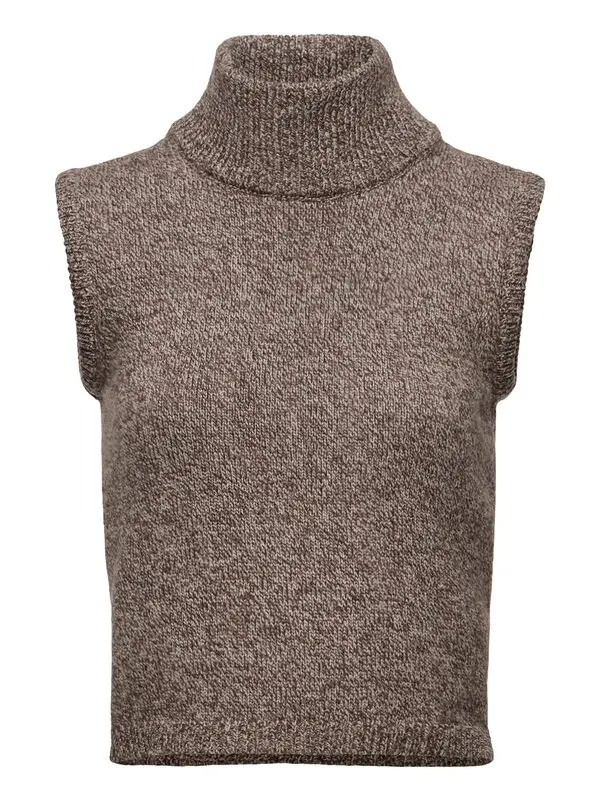 Magda Butrym Sleeveless Wool Turtleneck Top - Brown